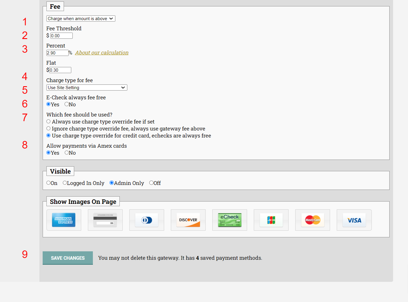 Online Payment Fee Settings (Reference) – Shulware