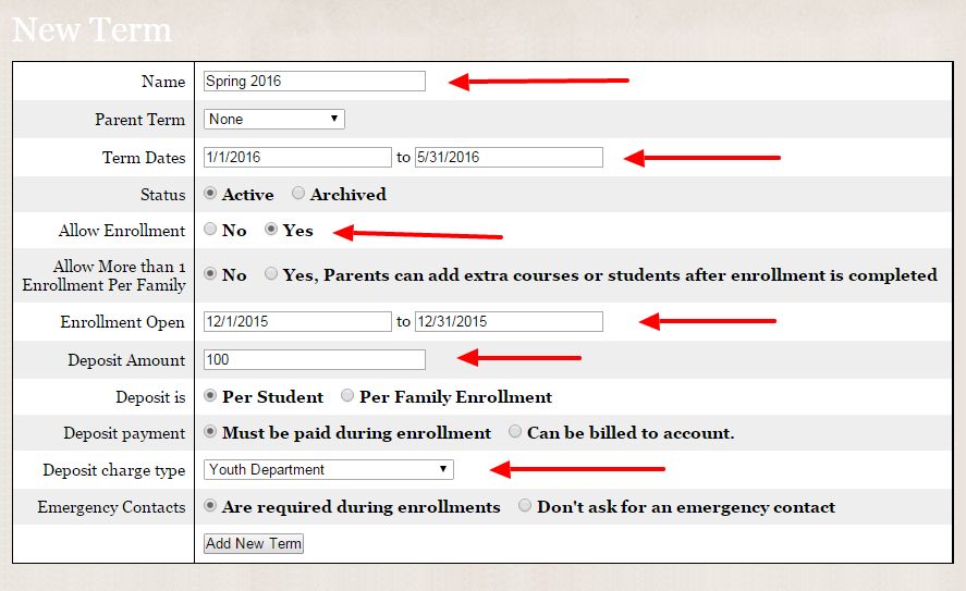 Adding and Editing School Terms – Shulware